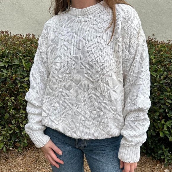 GAP | Tops | Incredible Vintage Gap White Heavy Knitwear Sweater | Poshmark
